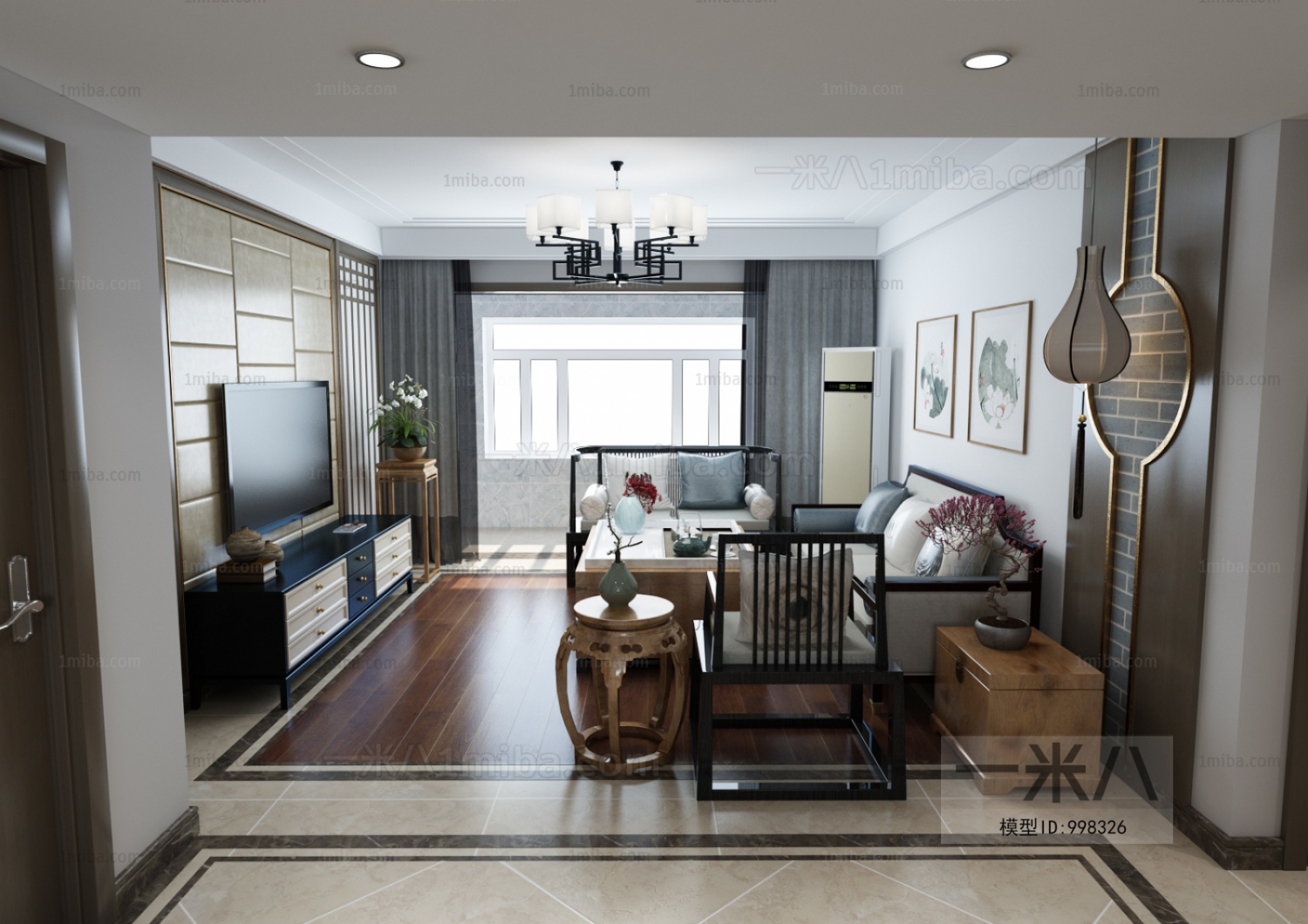 New Chinese Style A Living Room 3D Model Download - Model ID.343084327 ...