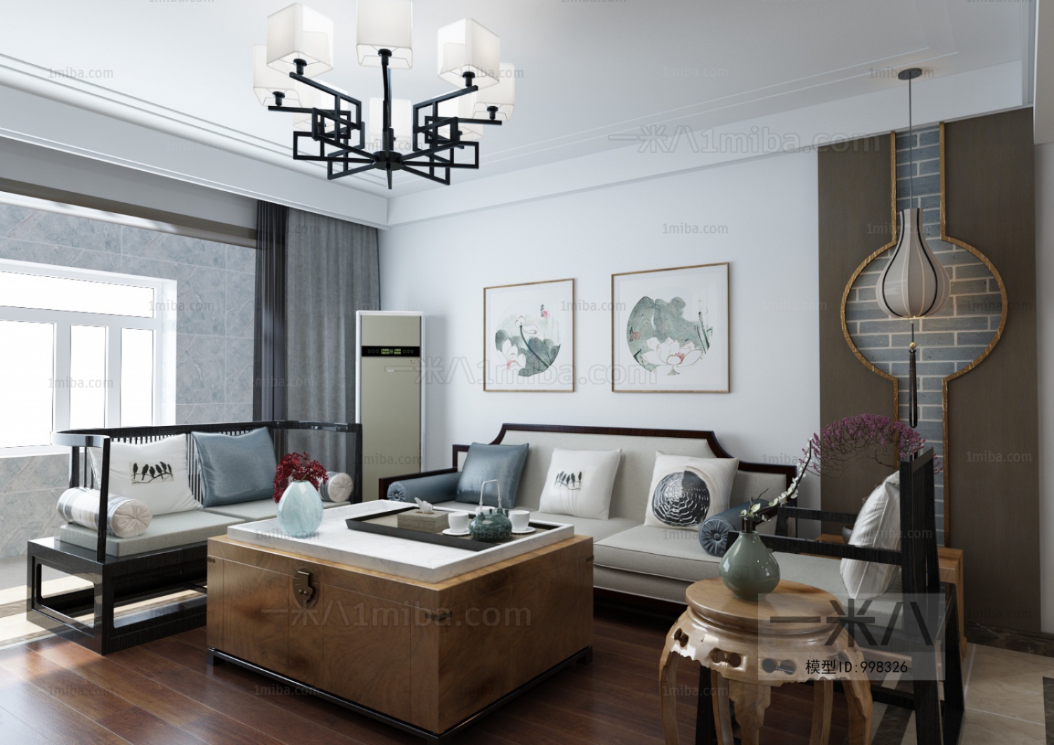 New Chinese Style A Living Room 3D Model Download - Model ID.343084327 ...