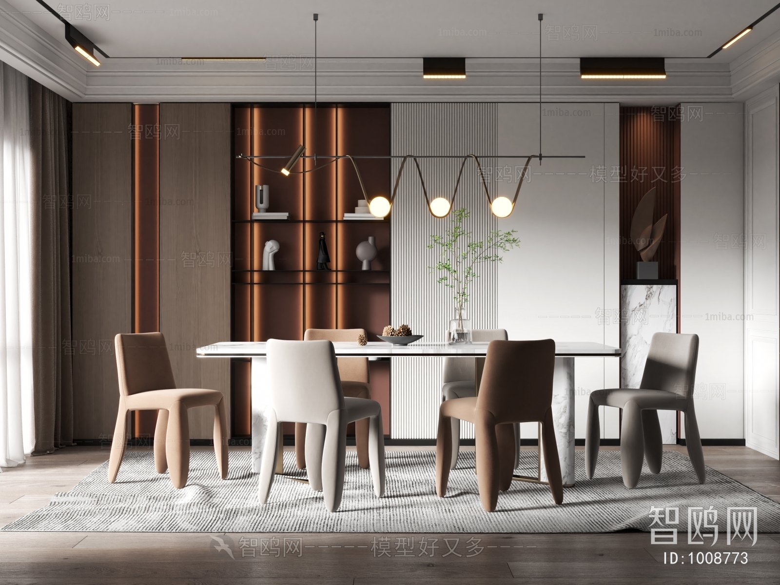 Modern Dining Room 3D Model Download - Model ID.684242962 | 1miba