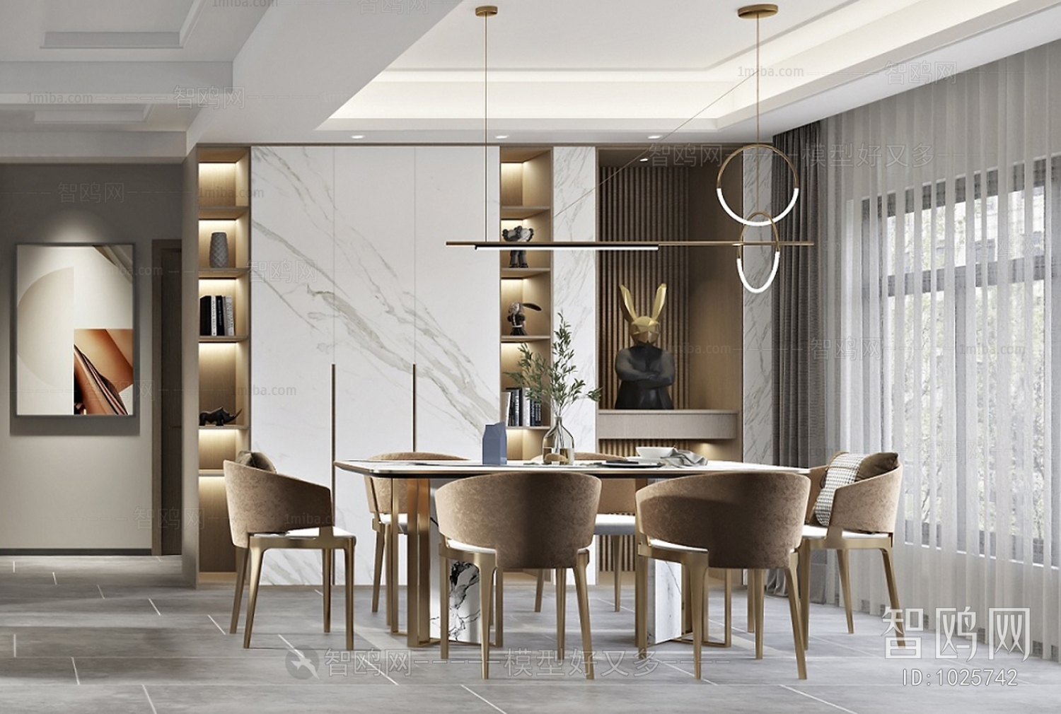 Modern Dining Room 3D Model Download - Model ID.503000971 | 1miba