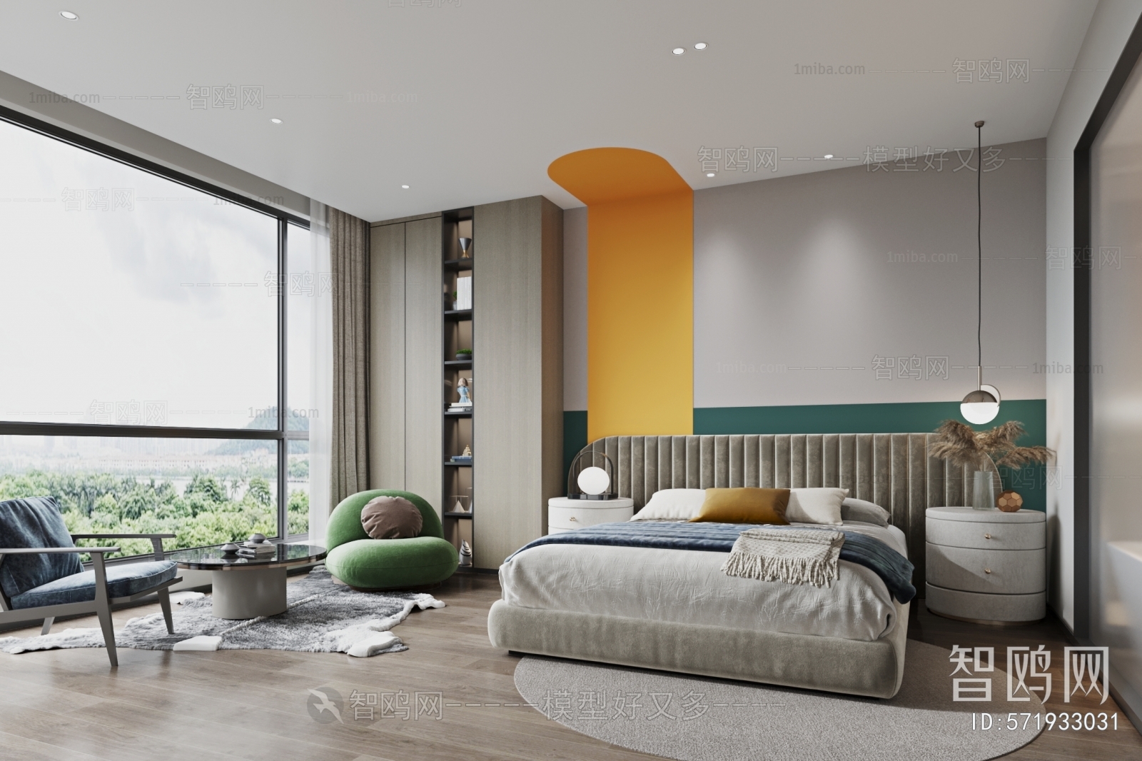 Modern Bedroom 3D Model Download - Model ID.571933031 | 1miba