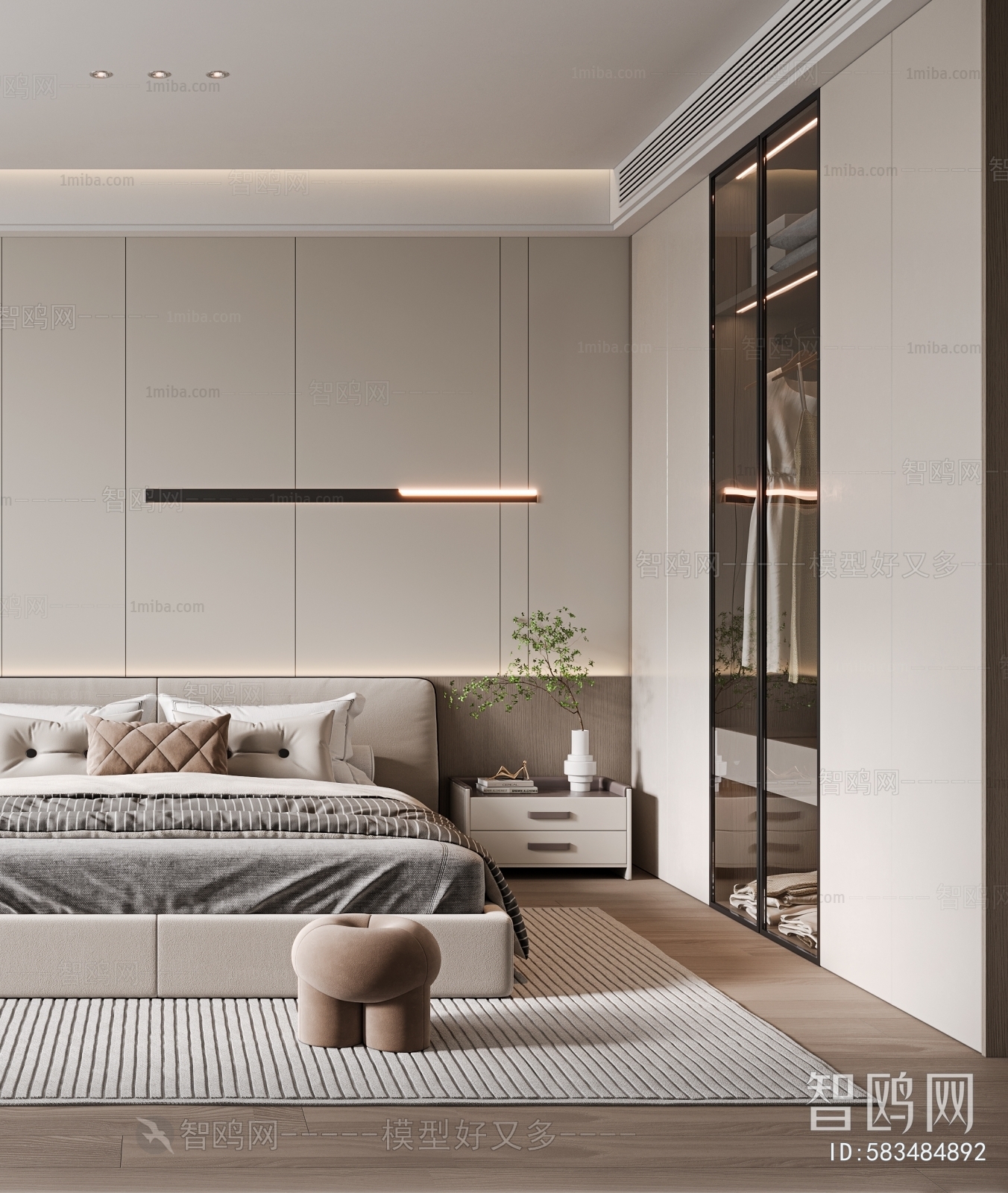 Modern Bedroom 3D Model Download - Model ID.583484892 | 1miba