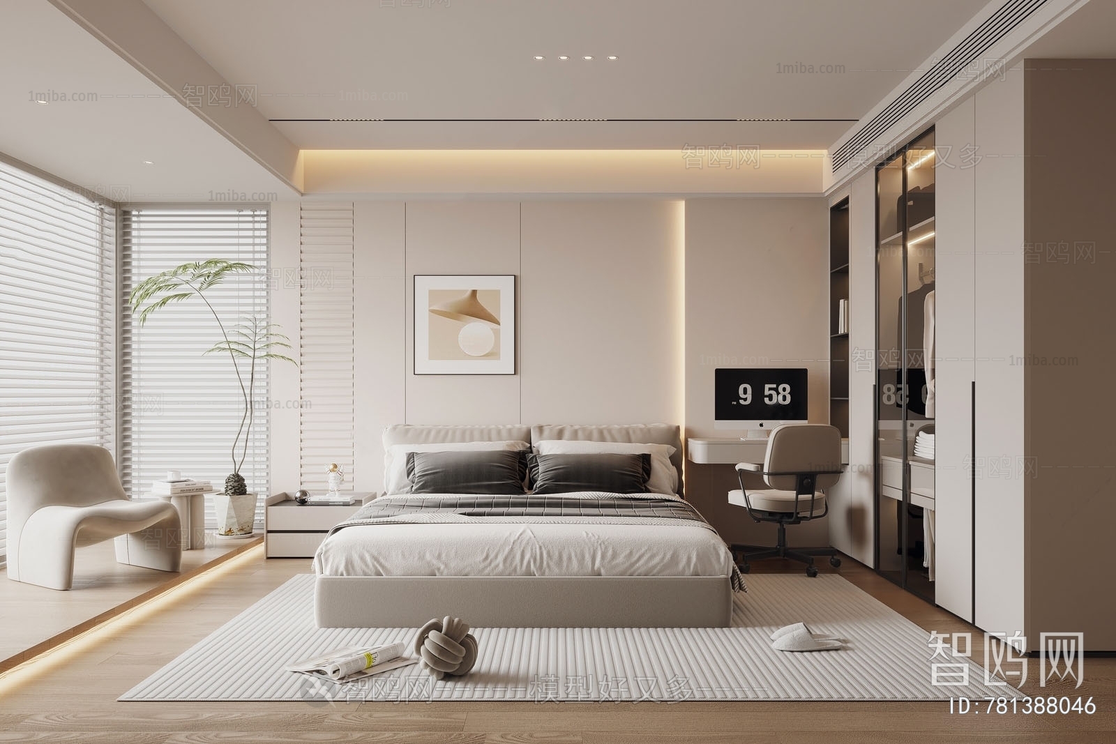 Modern Bedroom 3d Model Download Model Id 781388046 1miba