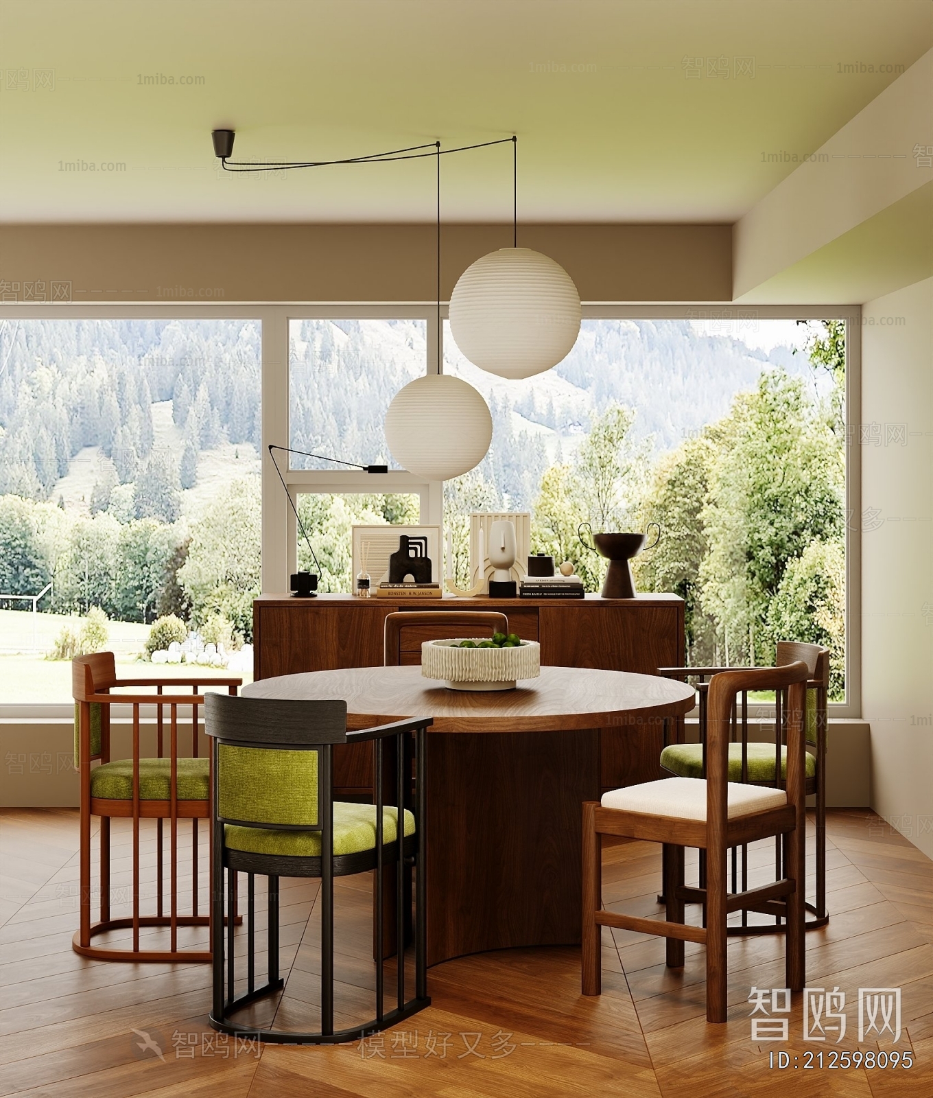 现代中古风餐厅3D模型免费下载_3dmax现代中古风餐厅模型编号212598095-智鸥网